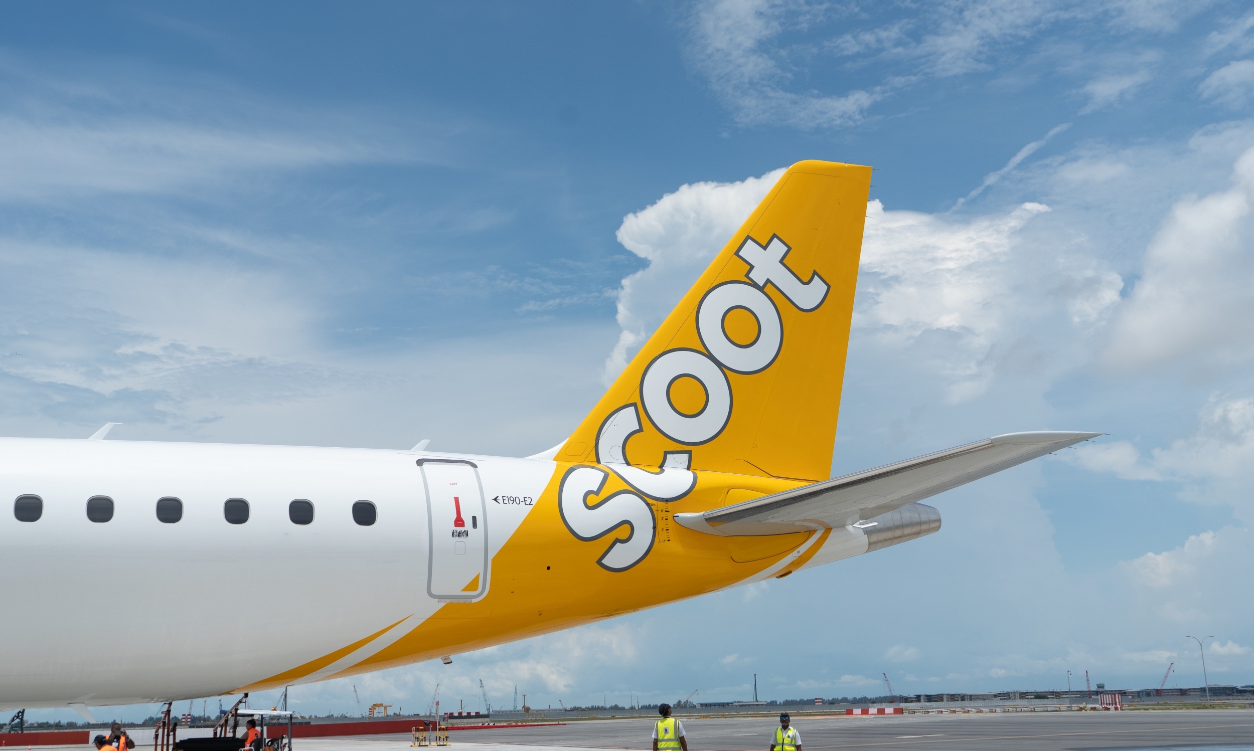 WF_ Scoot Tail fin of Scoot's first E190-E2 aircraft - Wayfarer